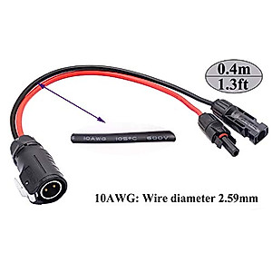 AAOTOKK 10AWG Solar Female & Male Connector to 2 Pin Male Power Industrial Circular Connector for fit Solar Panel Suitcase, Forrest River RV Ports, Grand Design RV's Industry (0.4m/1.3ft)