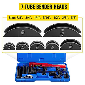 Mophorn Pipe Bender, Tube Bender Kit Hand Tool 1/4 to 7/8 Inch, Refrigeration Ratcheting Tubing Benders 90 Degrees for for HVAC Copper, Aluminum Tubes