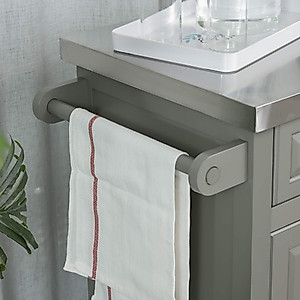 HOMCOM Rolling Kitchen Island with Storage, Kitchen Cart with Stainless Steel Top, Spice Rack & Drawers, Gray