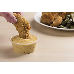 Comfy Package [3.25 oz. - 100 Count Clear Disposable Plastic Portion Cups with Lids - Soufflé Cups, Jello Shot Cups With Lids, Clear Plastic Containers Perfect for salad Dressing and More