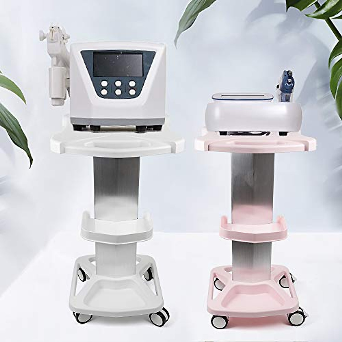 LOHISHILO 3 Tier Rolling Trolley Cart Beauty Salon SPA Storage Equipment Machine Organizer Stand Tray for Beauty Shop, Home, Barber Shop, Studio(White)