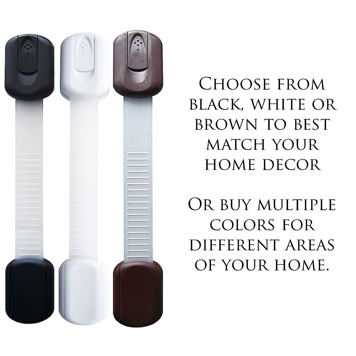 Baby Safety Locks | Child Proof Cabinets, Drawers, Appliances, Toilet Seat, Fridge and Oven | Tools Not Required | Uses 3M Adhesive with Adjustable Strap and Latch System (6-Pack, White)