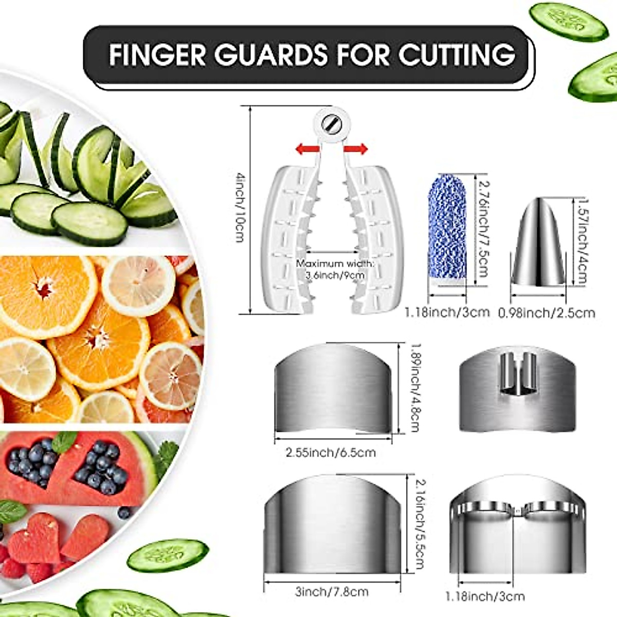 9 Pieces Finger Guard for Cutting and Grating Stainless Steel Knife Cutting Protector Finger Cots Thumb Guard Protector for Vegetable Grater Mandoline Slicer for Easy Food Chopping Grating and Slicing