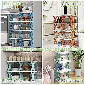 ORIJOYNA 3 Layers Multi-Purpose Storage Rrack,Expandable Cabinet Stacked Layered Rack,Bookshelf Plastic Square Organizer Perfect for Home,Office,Bedroom (Green)