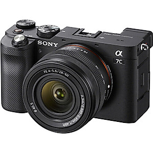 Sony Alpha a7C Mirrorless Digital Camera with 28-60mm Lens (Black) + 2 x 64GB Memory Cards + NP-FZ-100 Battery + USB Card Reader + Microphone + Accessory Bundle (Renewed)
