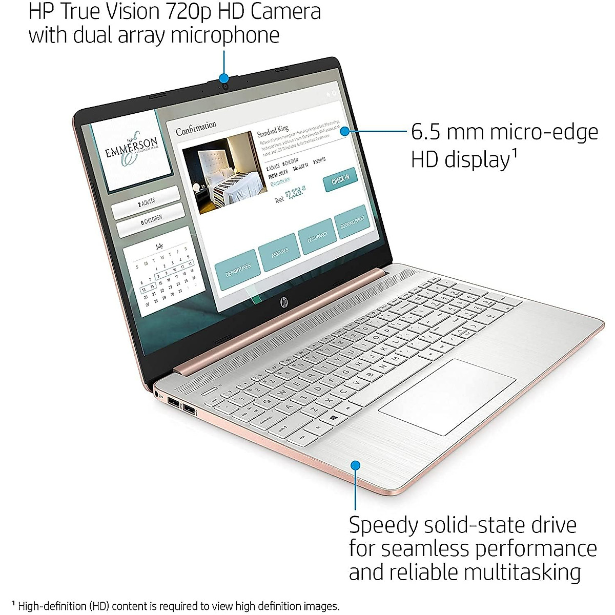 HP 2021 Pavilion 15 15.6" HD Laptop Computer, AMD Athlon Silver 3050U (Beats i3-7100U), 4GB DDR4, 128GB SSD, Webcam, USB-C, HDMI, 1 Year of Microsoft 365, Windows 10 S, Rose Gold, TiTac Accessory