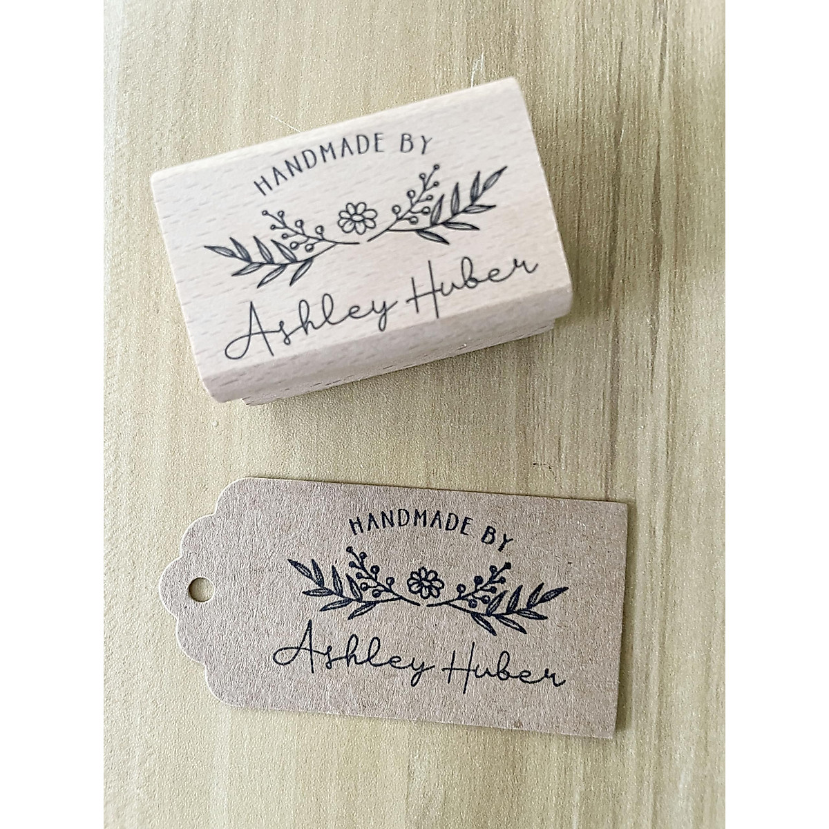 CHYHMYT |Personalized Name Stamp, Custom Signature Stamp, Handmade Business Stamp, Handmade by Stamp- Custom Made Wooden Stamp - for Crafting, handicrafts etc. (Woodblock Stamp)
