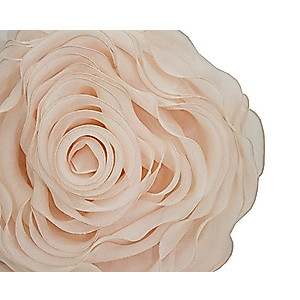 Fennco Styles Beautiful Handmade 3D Rose with Custom Made Fabric Decorative Throw Pillow 16" Round (Pink, Case+Insert)