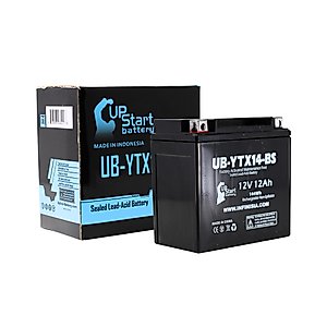 Replacement for 2010 Honda TRX420 Fourtrax Rancher 4x4 420 CC Factory Activated, Maintenance Free, ATV Battery - 12V, 12AH, UB-YTX14-BS