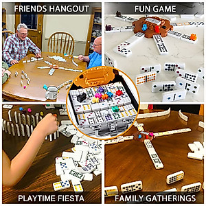 Yinlo Mexican Train Dominoes Set, Hub with Real Train Sound, Double 12 Colored Dot