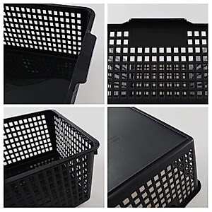 Joyeen 3 Packs Large Organizer Baskets Bins, Plastic Storage Basket (Black)