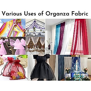 Fynite Sheer Organza Fabric | 10 Yards Long | 44" Wide | Bridal Solid Sheer Organza Bolt for Wedding Dress Fashion Craft Decorations Silky Shiny Sheer Organza (White, 10 Yard)