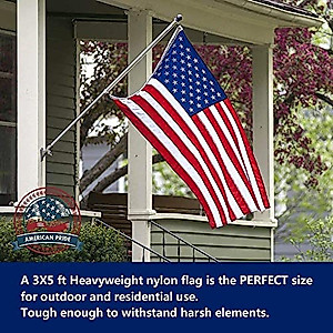 Leimaq American Flags for Outside 3x5 ft - Heavy Duty 300D Nylon Outdoor US Flag Made in USA with Embroidered Stars, Sewn Stripes and Brass Grommets (3x5 ft)