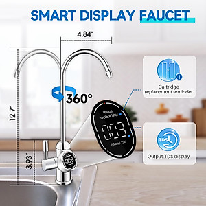 PUREPLUS Reverse Osmosis Water Filtration System - Tankless 600 GPD High Output RO Filter, 1.5:1 Pure to Drain, Smart Faucet, USA Tech Support, NSF/ANSI 58 Certified,RO Filter System Under Sink