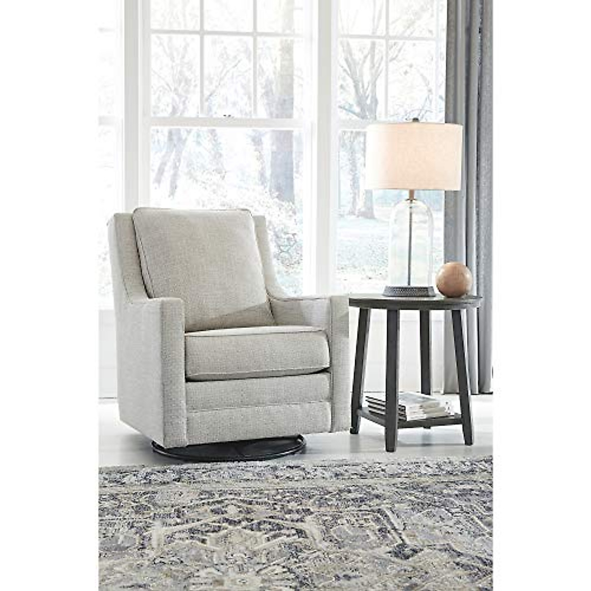 Signature Design by Ashley Kambria Contemporary Swivel Glider Nursery Accent Chair, Gray
