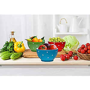 Bruntmore 20 Ounce polka Dot ceramic bowls, Dessert Bowls Set Of 4, 20 Oz Porcelain Dip Ice Cream Bowls, Serving Bowls,Microwave,Pasta Bowls Best for Christmas Gift
