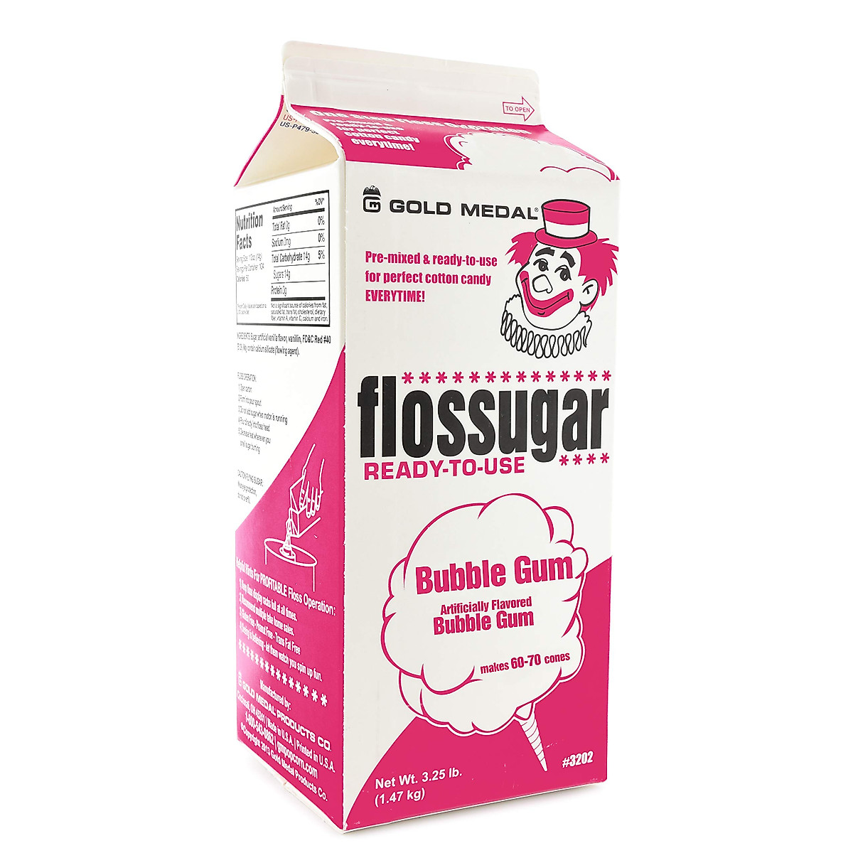 Gold Medal Mix & Match Cotton Candy Flossugar, 52 oz - 1/2 Gallon, 6 Pack