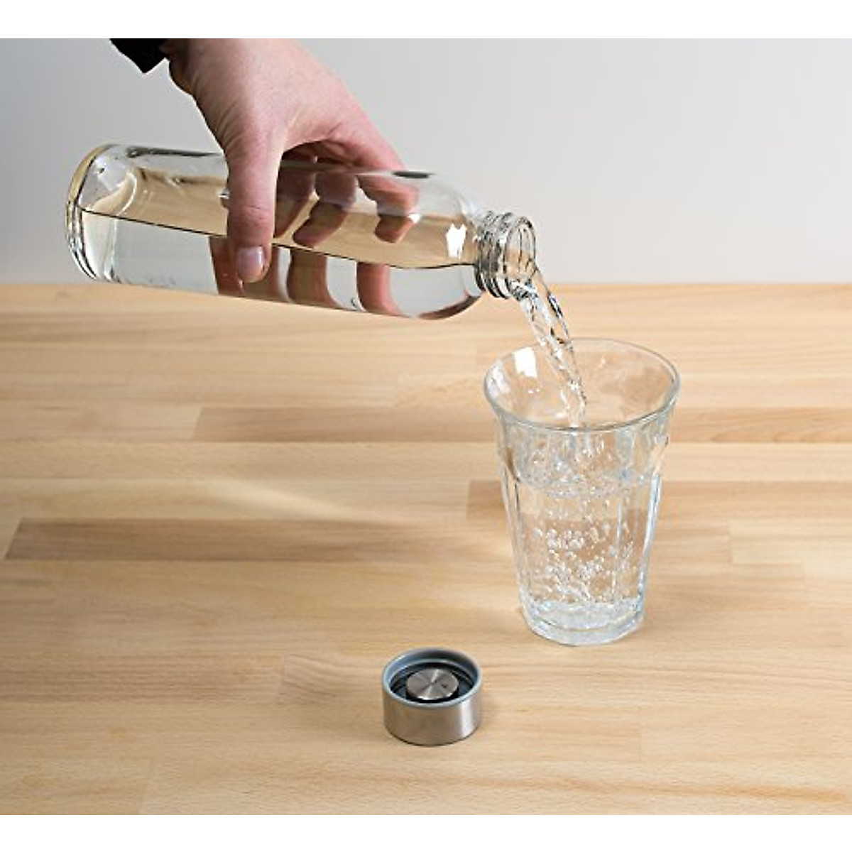 Epica 18 oz Clear Glass Bottles with Lids | Natural BPA Free Eco Friendly , Reusable Refillable Water Bottles for Juicing | Wide Mouth Liquid Storage Containers for Refrigerator | Water Bottle Set of 6