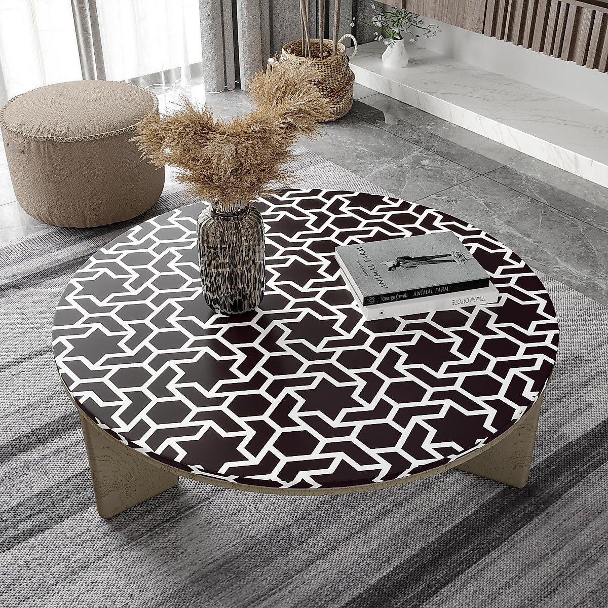 CHIHUT Black and White Peel and Stick Wallpaper Black Textured Wallpaper Hexagonal Stars Geometric Contact Paper for Cabinets Removable Self Adhesive Vinyl Wallpaper for Bedroom Walls 17.7”x100”