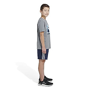adidas Boys' Little Short Sleeve Cotton Novelty T-Shirt, Charcoal Grey Heather, 7
