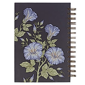 Christian Art Gifts Journal w/Scripture Grace Romans 3:22 Bible Verse Blue Floral 192 Ruled Pages, Large Hardcover Notebook, Wire Bound