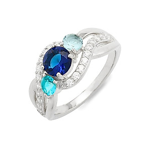 EVE'S ADDICTION Sterling Silver Personalized 3 Stone Infinity Simulated Birthstone Mother's Ring for Mother's Day (Sizes 7) - Custom Mother's Ring - Customized Gift for Her - Gifts for Mom