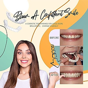 4 PCS Denture Teeth Temporary Fake TeethSnap On Veneers, Snap in for Men and Women,Cover The Imperfect Teeth,No Pain No Shot Drilling,Fix Confident Smile-B01