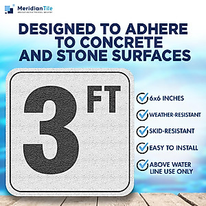 Aquatic Custom Tile, 3FT Pool Depth Markers, 6x6 Inches Vinyl Pool Stickers, Swimming Pool Number Markers, Pool Safety Signage, Adhesive Pool Depth Markers Stickers for Decks, MADE IN USA - (1 Pack)