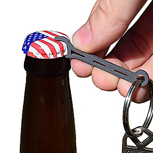 Brew Soldier Thin Titanium Beer Bottle Opener with Stainless Steel Key Ring - Made in the USA