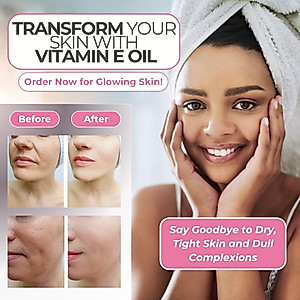 Vitamin E Oil by Leven Rose 75,000 IU per oz 100% Natural, Organic, Pure Vitamin E Oil for Skin, Face, Hair, Nails, and Scars, 4 oz