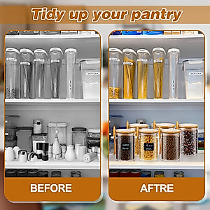 Bokon 6 Sets Glass Jars with Bamboo Lids and Spoon 18.2 oz Airtight Glass Spice Jars with Lids Flour Canister Glass Food Storage with 3 Labels and 1 Pen for Candy Spices Coffee Beans Sugar Nuts