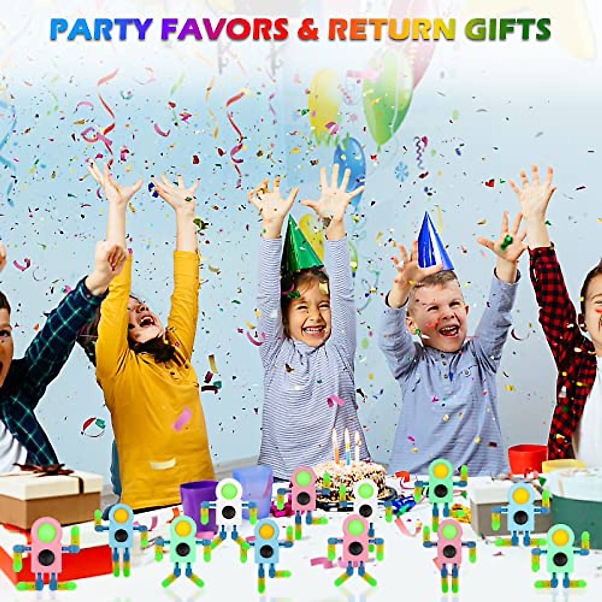 SoulLife 24 Pack Easter Basket Stuffers DIY Popper Chain Fidget Spinners Stress Relief Anxiety Reduction Fidget Toys Bulk, Birthday Return Gift Party Favors Classroom Prizes Stocking Stuffers for Kids