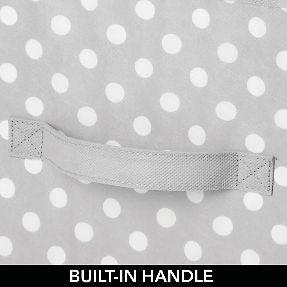 mDesign Soft Fabric Closet Storage Organizer Cube Bin Box, Handle - Storage for Baby Child/Kids Room, Nursery, Toy Room, Furniture Units, Shelf - 12.75" High - 2 Pack - Gray/White Polka Dots