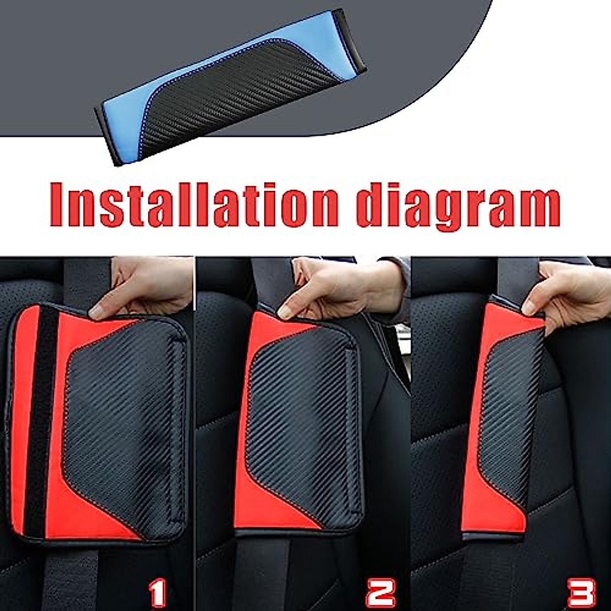 Smeyta Seat Belt Covers 2PC,Seat Belt Pads Leather Seat Belt Covers,Carbon Fiber Safety Seatbelt Shoulder Strap Covers Compatible with Cars(Carbon Blue,2PC)