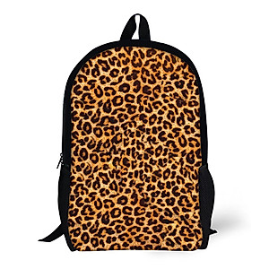 Animal Leopard Print Travel Backpack Casual 17 Inch Large Daypack Shoulder Bag with Adjustable Shoulder Straps