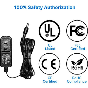 Hiseeu 12V 1A Power Supply, AC 100-240V to DC 12V 1A 1000mA Power Adapter, 5.5 x 2.1mm, 10 Feet Power Cord, FCC, Power Supply for Security Cameras, Routers, LED Strip Lights, Home Appliances, Scanner