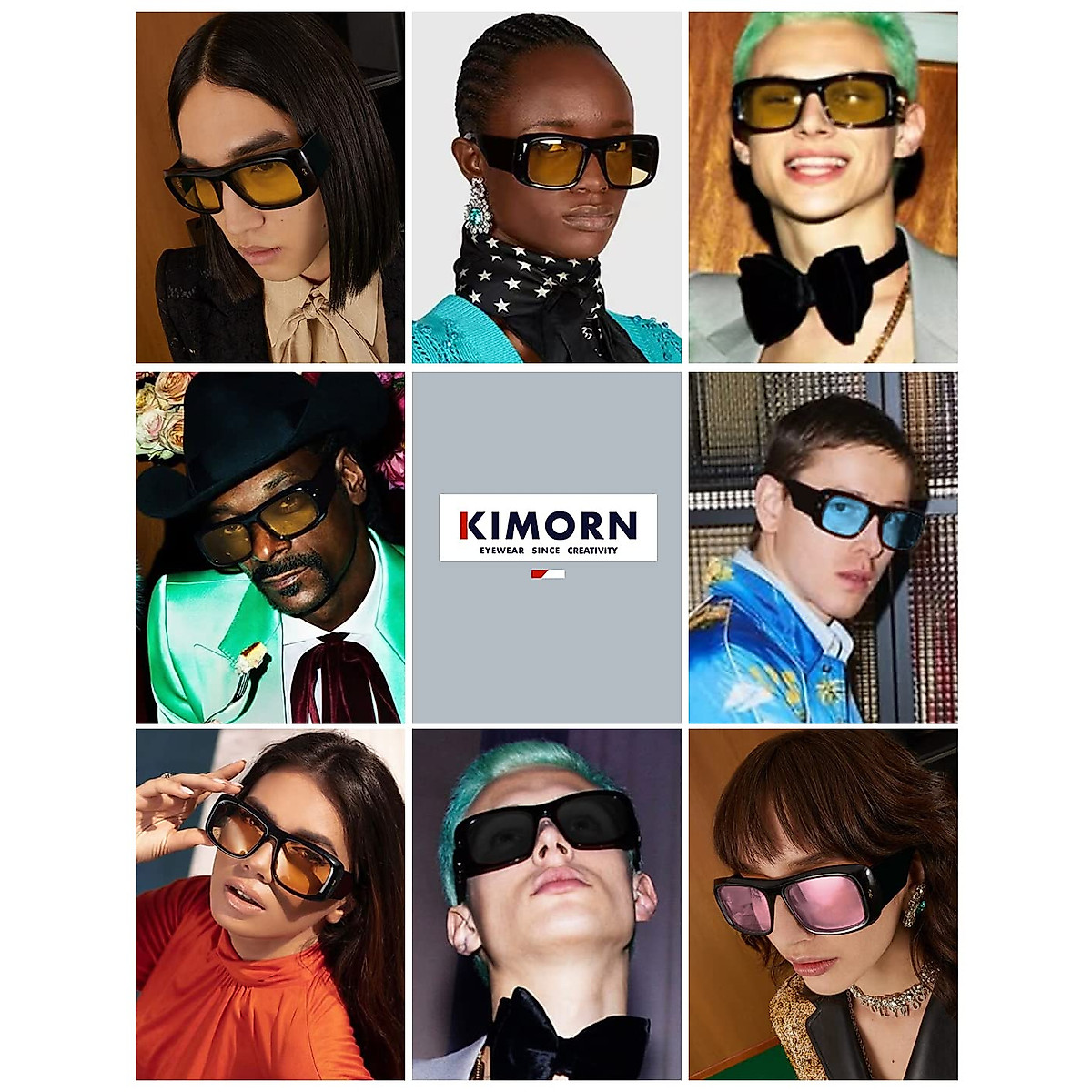 kimorn Sunglasses for Women Men Trendy Retro Fashion Sun Glasses 90’s Vintage Y2K Oversize Square Frame Shades K1337 (Black Yellow)