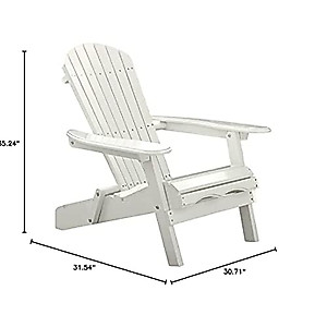 Merry Garden Foldable Wooden Adirondack Chair, Outdoor, Garden, Lawn, Deck Chair, White