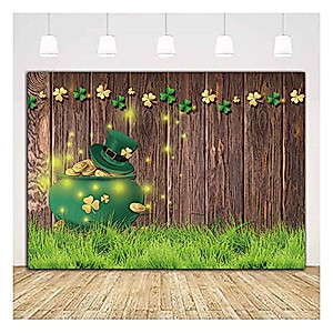 Happy St Patrick's Day Background Lucky Irish Shamrock Board Photography Backdrop for Baby Shower Birthday Party Decor Banner 7x5ft