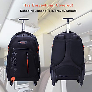 AOKING 20/22 ″ Water Resistant Rolling Wheeled Backpack Laptop Compartment Bag(22 inch, Black)