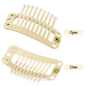 32 mm 9-Teeth Snap Clips for Women's Hair Extensions and Wigs - 30 Piece DIY Accessory Kit (Beige)