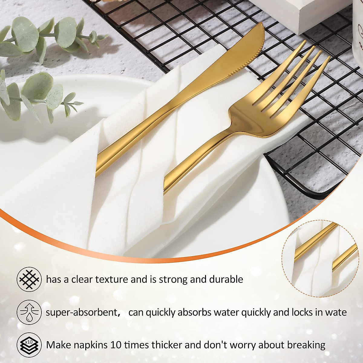 Cindeer Paper Linen Dinner Napkin Disposable Air Laid Napkin Pre Folded Guest Hand Towel with Built in Flatware Pocket for Silverware Wedding(150 Pcs)