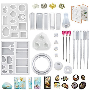 LET'S RESIN Jewelry Making Kit with 16 Silicone Molds, 100 Eye Pins, and Tools for Resin Crafts