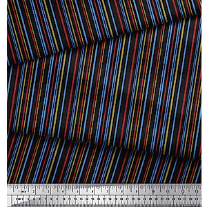 Soimoi Japan Crepe Black Fabric - by The Yard - 42 Inch Wide - Vertical Stripe - Modern Chic with Vertical Stripes Printed Fabric