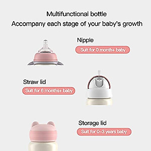 POTATO Baby Thermos Cup Water Bottle for Kids Stainless Steel Sippy Cup with 3 Kinds of Lids,Keeps Cold for 8 Hours 8 oz, Pink