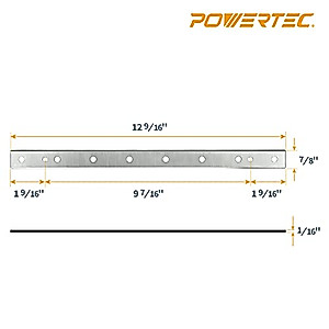 POWERTEC 12801 12-1/2 Inch Planer Blades for DeWalt DW734 Planer, Replacement Woodworking Planer Knives for DW7342, Set of 3