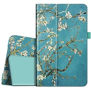 Fintie Folio Case for Samsung Galaxy Tab E 9.6 2015 (Model SM-T560/T561/T565/T567), Slim Fit Premium Vegan Leather Cover, Blossom