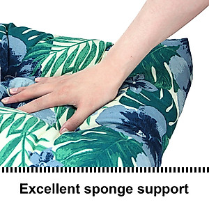 INFBLUE Tufted Bench Cushion for Outdoor Furniture Patio Swing Cushions Overstuffed Outdoor Loveseat Cushions with Round Corner (44'' x 19'' x 5'',Green Flowers