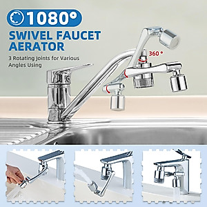 CECEFIN Water-Filter for Sink-Faucet Extender-Aerator - 9pcs Cartridges Reduce Chlorine for Bathroom/Kitchen Skin Face Eye Wash,Brass Faucet Mount Purifier System,1080°Rotating 2-Mode Swivel Aerator