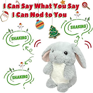 YH YUHUNG Talking Bunny Plush Toy, Electronic Plush Toys Talking Rabbit Repeats What You Say, Easter Basket Stuffers for Toddler